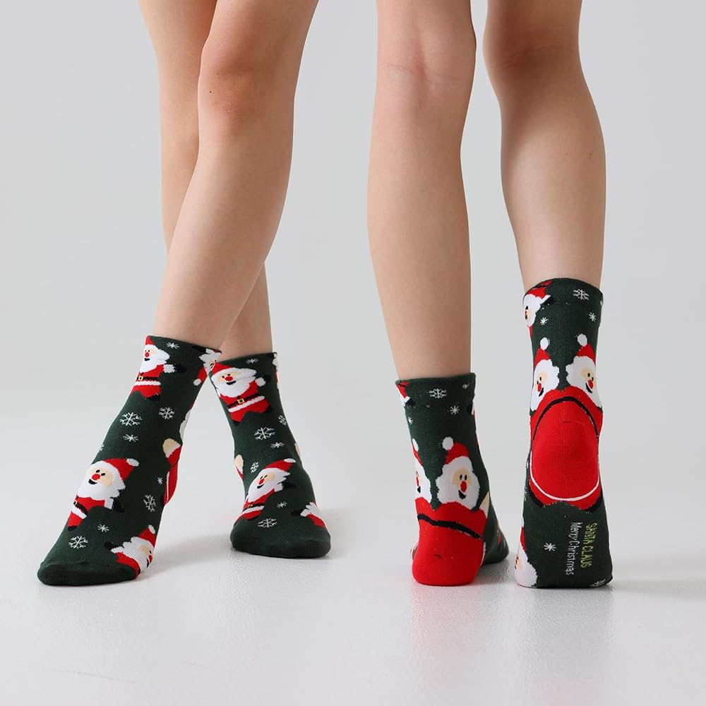 Festive Christmas Socks - Snowman & Gingerbread Crew Medyas (Red/Green ...