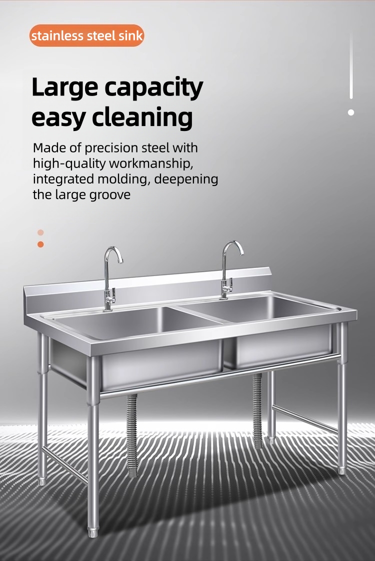 Stainless Steel Kitchen Sink With Cabinet Set Counter Top Island Table ...