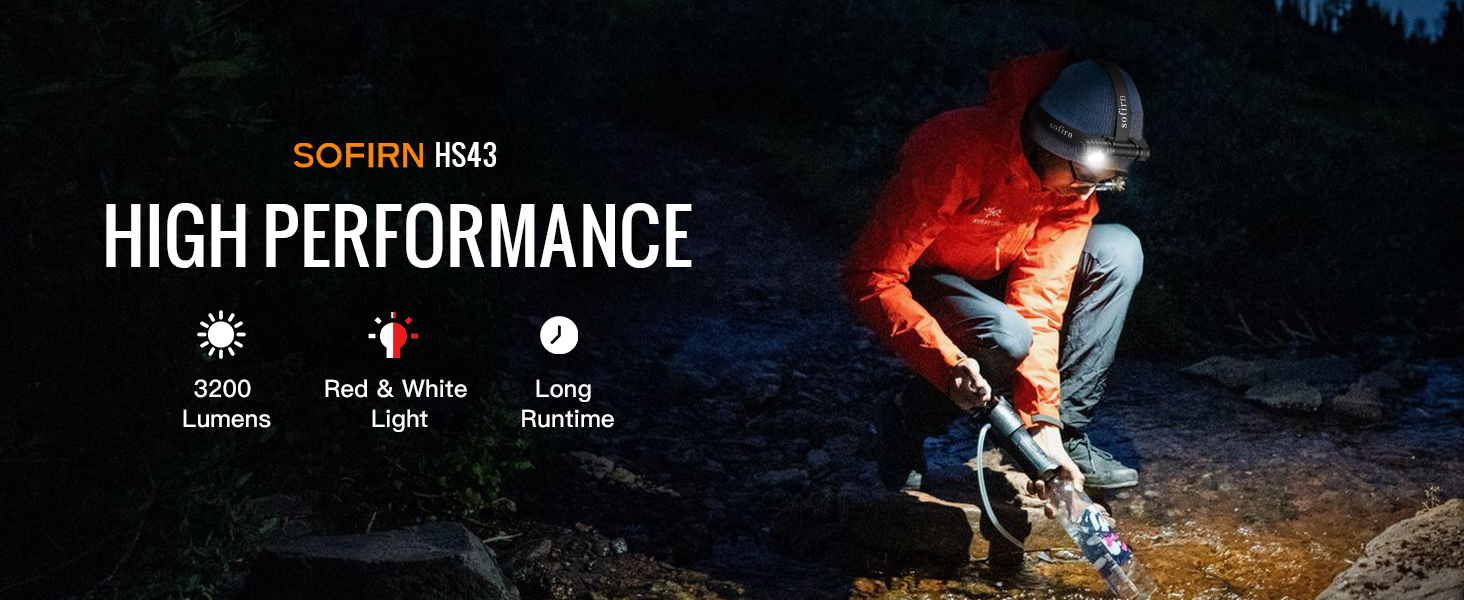 SOFIRN HS43 Dual Light LED Flashlight - White & Red Modes, Magnetic Rotary Switch, Hands-Free ...