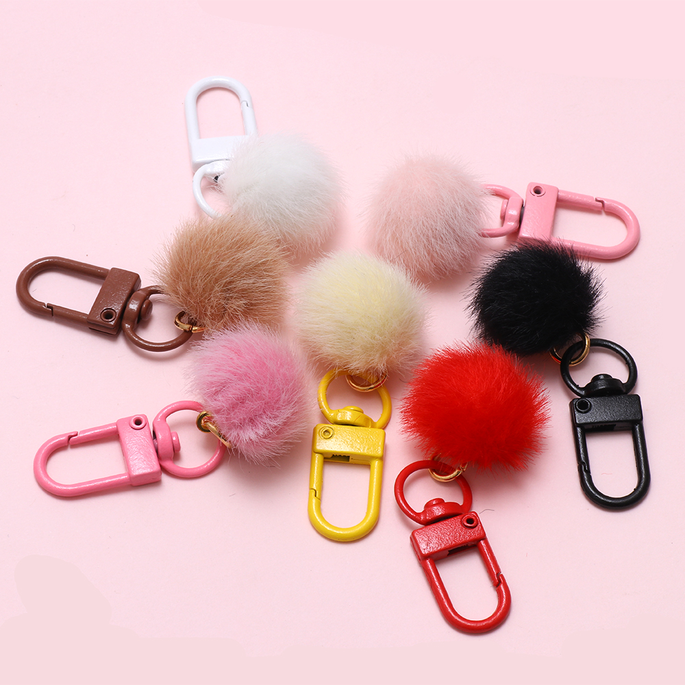 10pcs Cute plush ball keychain candy colored bag pendant phone ...