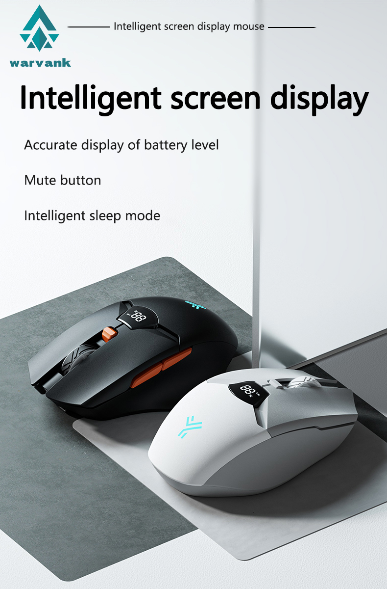 Warvank SX01 Bluetooth Wireless Mouse Smart Screen Battery Level ...