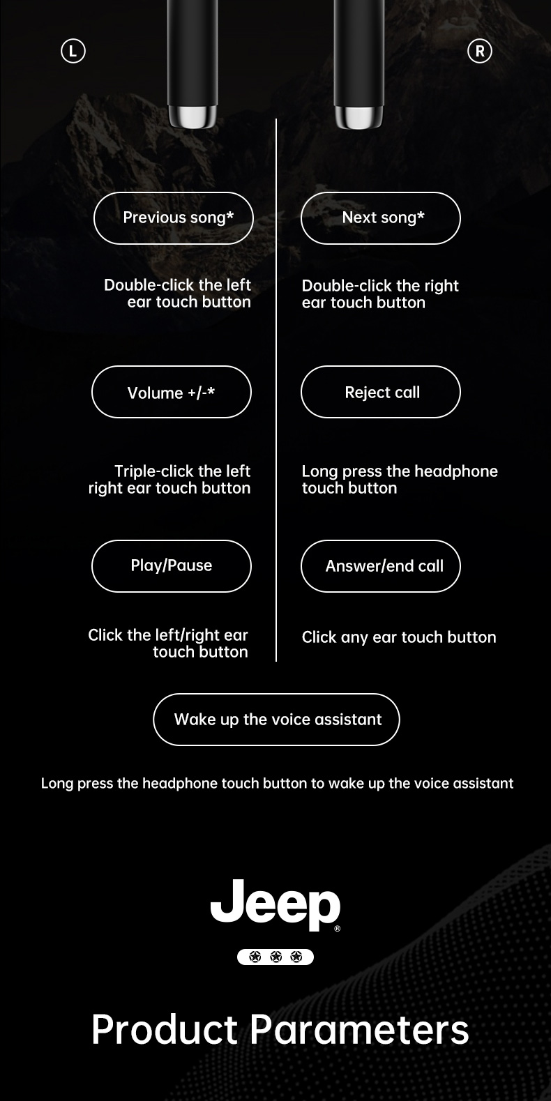 Jeep EW138 TWS Bluetooth 6.0 Earphones HIFI Sound Quality Touch Control ...