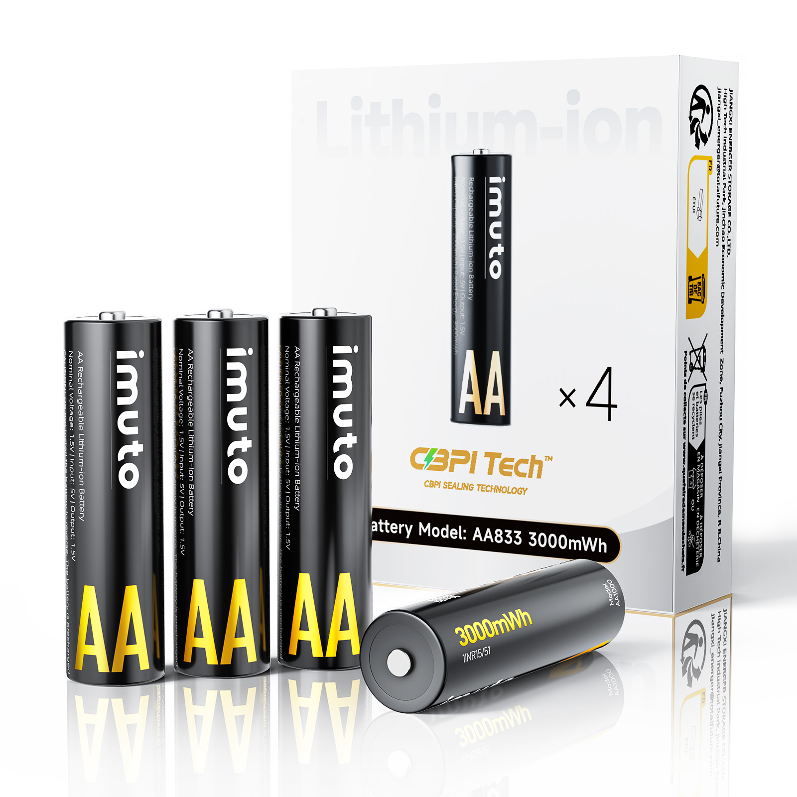 imuto Rechargeable Batteries AA 3600mwh AA 3000mwh AAA 1300mwh 1.5V ...