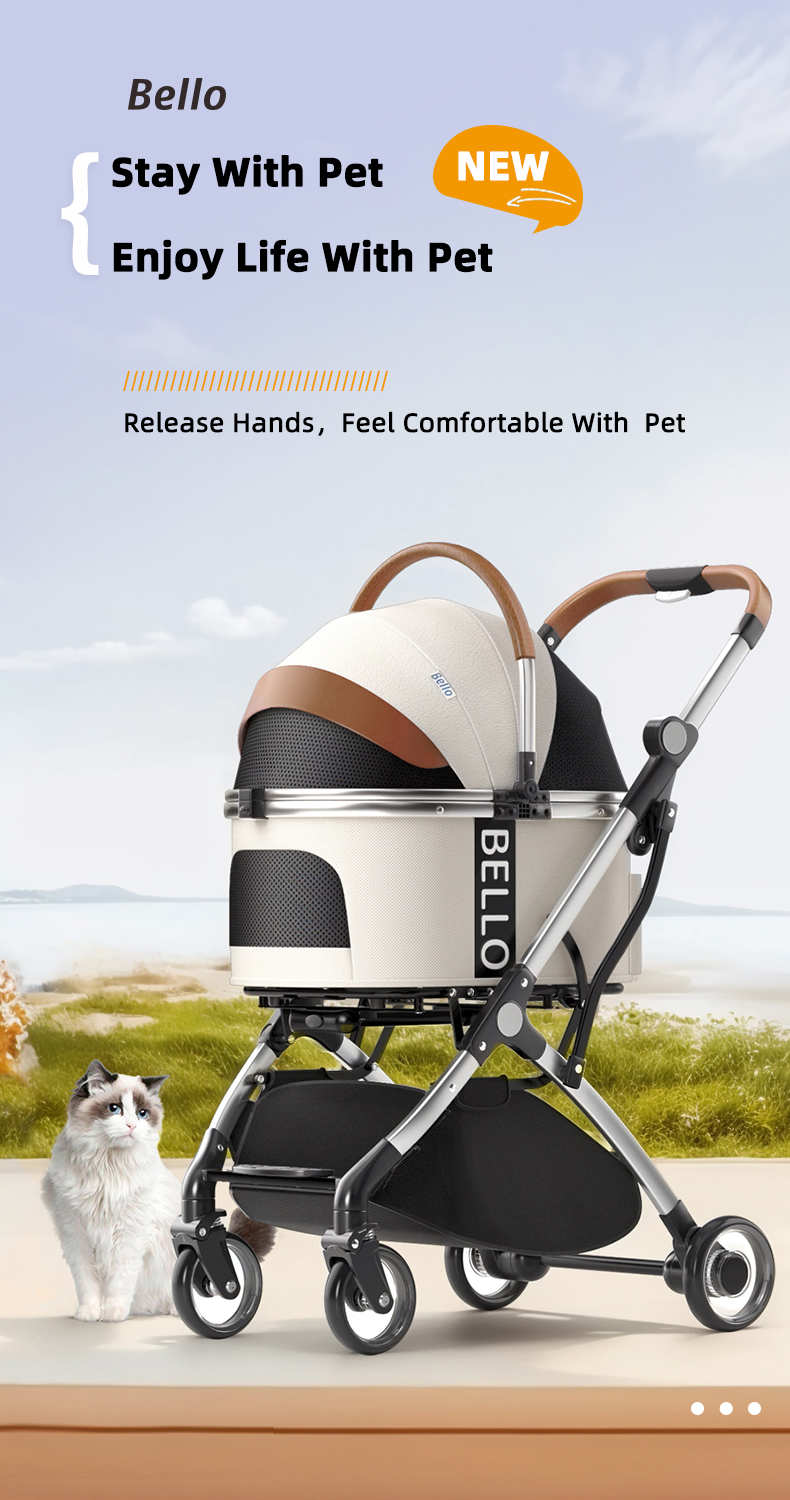 【Ready Stock】Bello Luxury Pet Stroller Detachable Small and Medium Cat ...