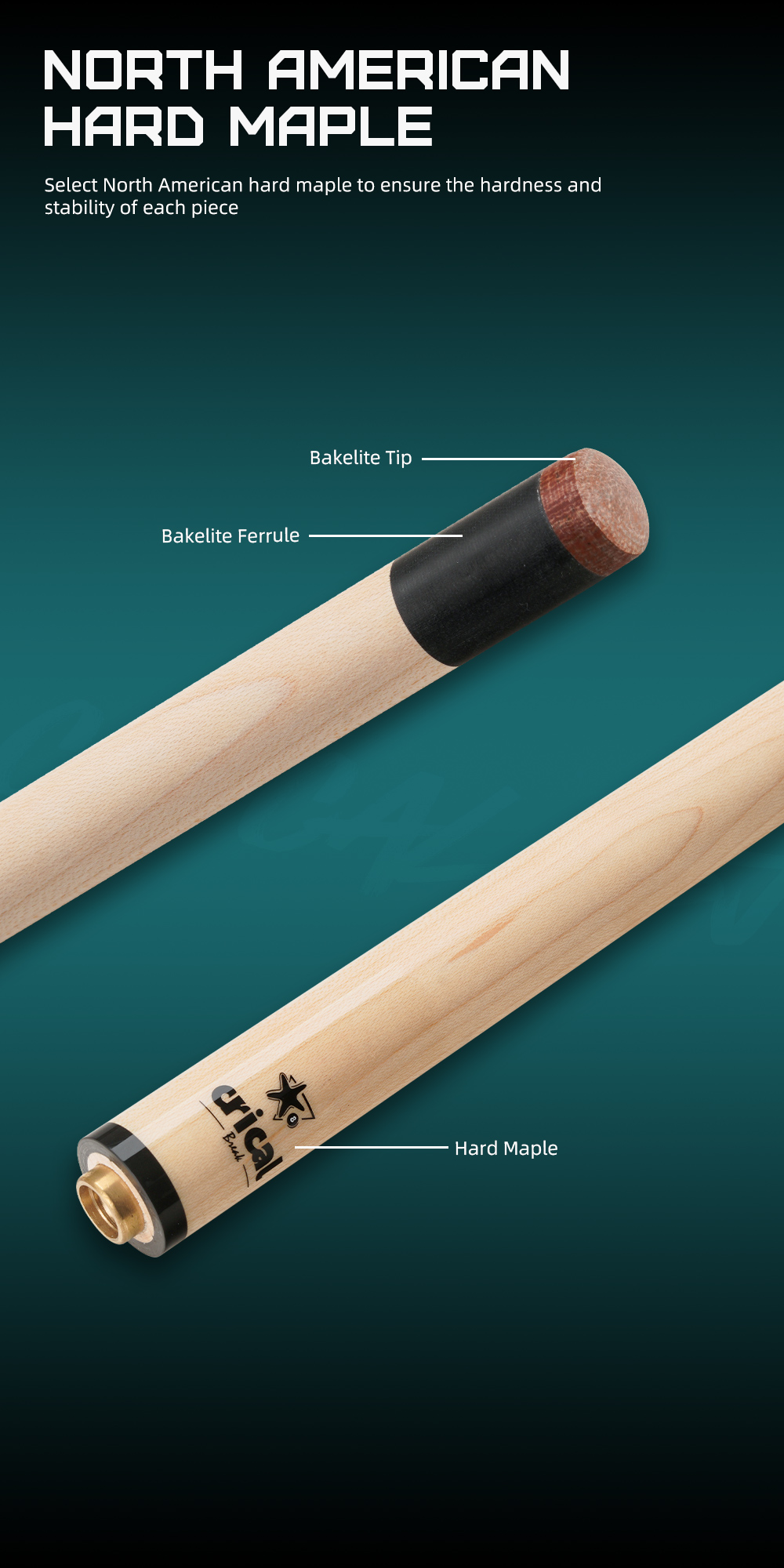 CRICAL Professional 3-Piece Jump Break Pool Cue Stick ,Powerful Hitting ...