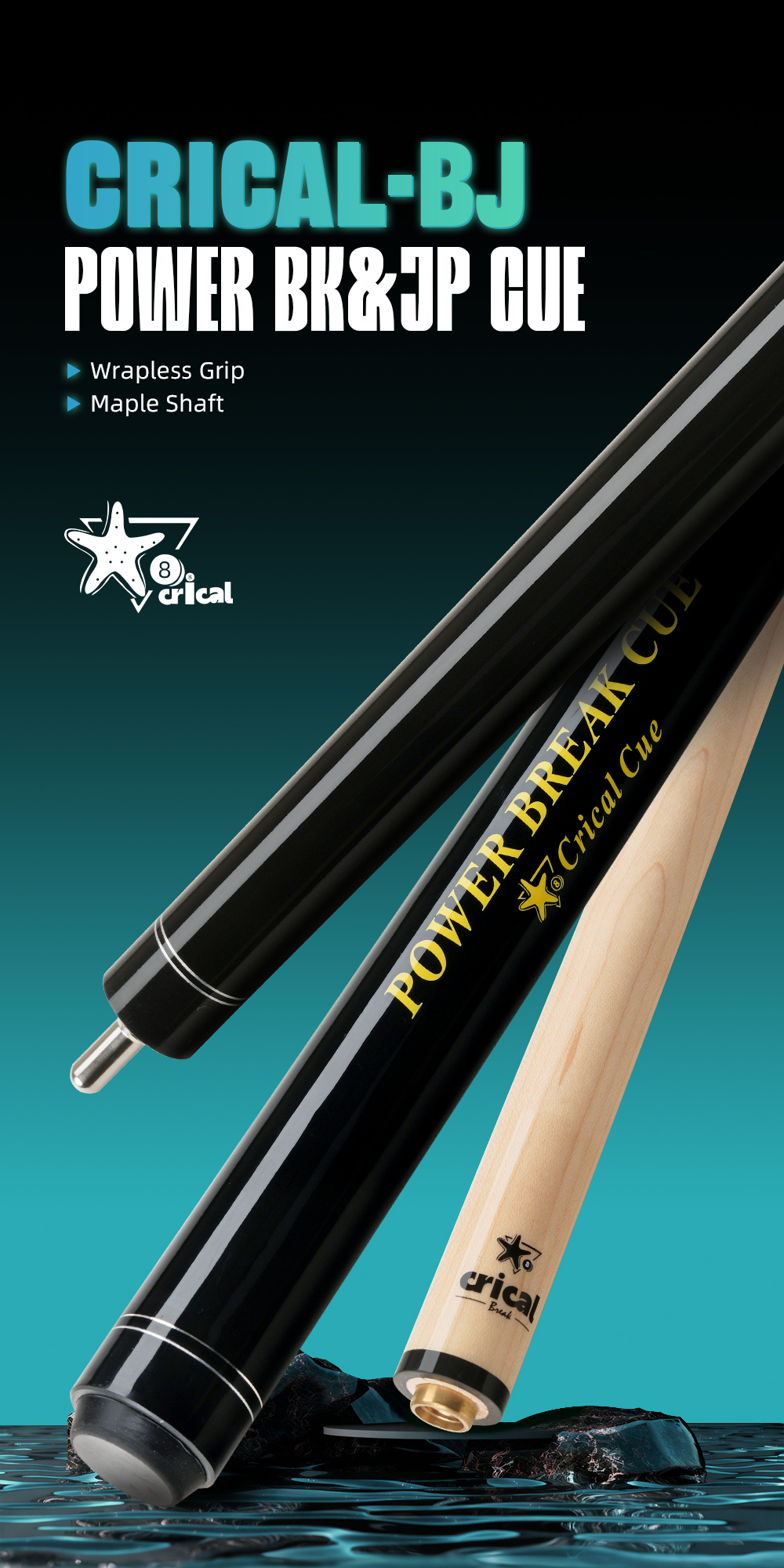 CRICAL Professional 3-Piece Jump Break Pool Cue Stick ,Powerful Hitting ...