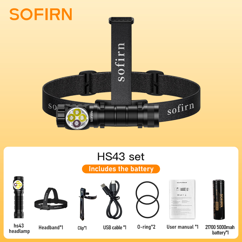 SOFIRN HS43 Dual Light LED Flashlight - White & Red Modes, Magnetic Rotary Switch, Hands-Free ...