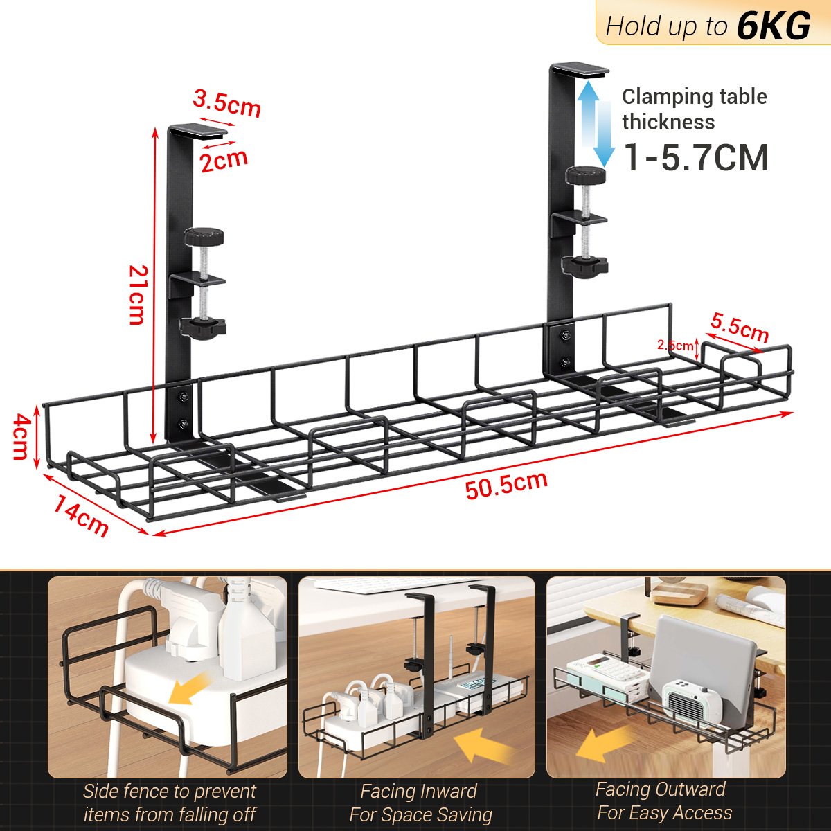 Under Table Wire Organizer Cable Manager Extension Holder Desktop ...