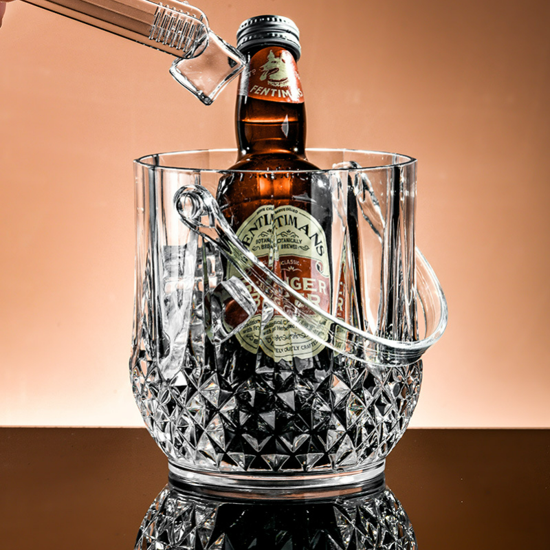 Ice Bucket Plastic Ice Bucket with Handle Acrylic Transparent Ice ...