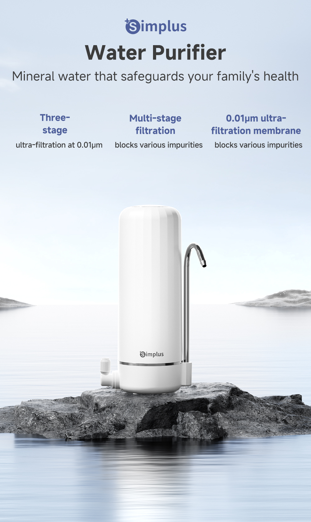 Simplus Ultrafiltration Water Purifier 3-Stage Water Filtration ...