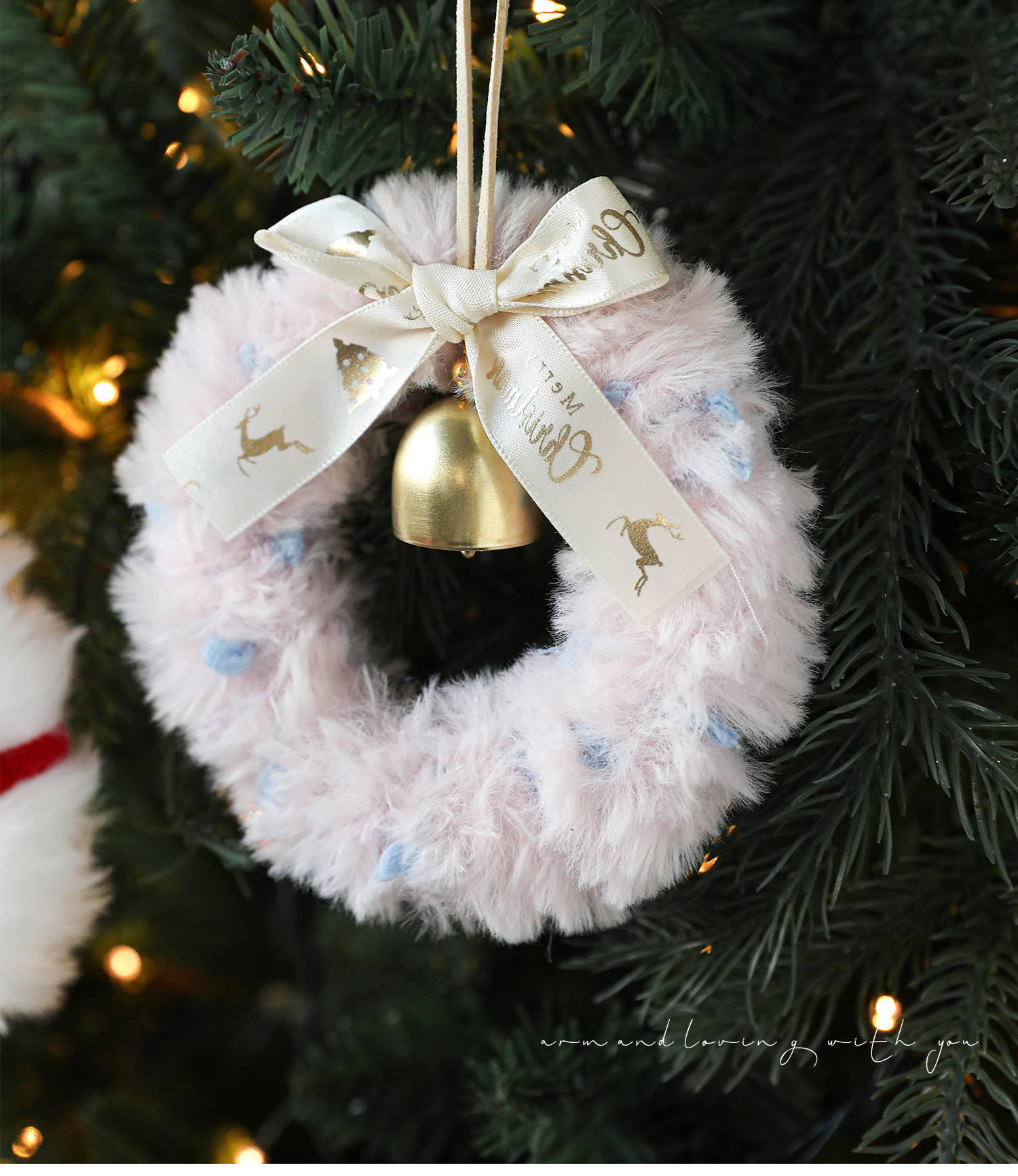 Ashley Christmas Tree Mini Plush Wreath With Bell Decoration Ornament ...