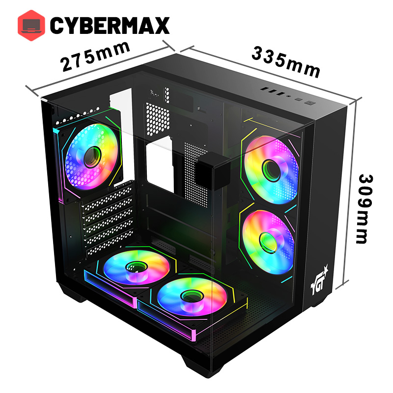 YGT Seaview PC Case Panoramic 3-sided Tempered Glass Room Gaming ...