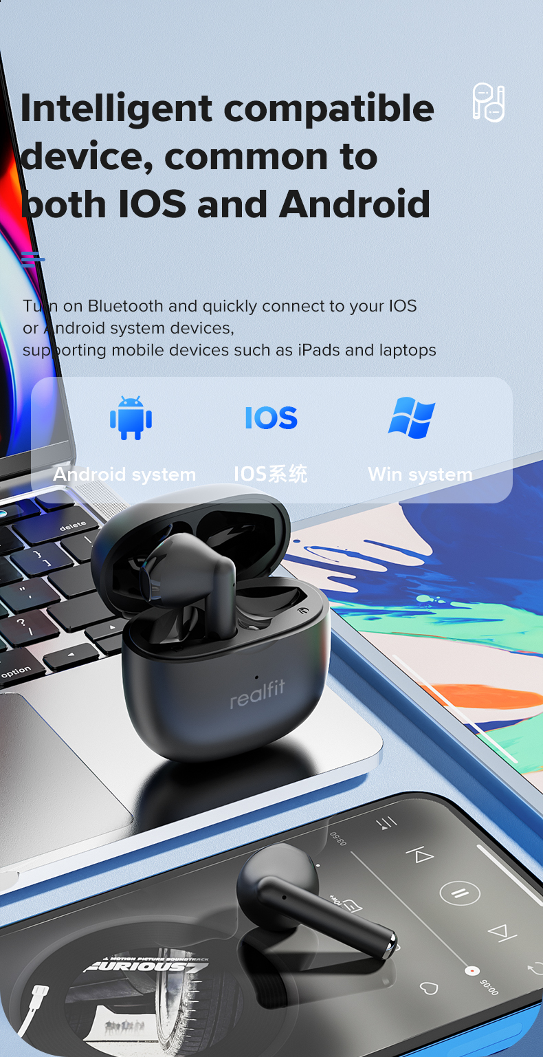 Realfit F1 TWS Bluetooth Earbuds Cute Cartoon Styling Earphones ...