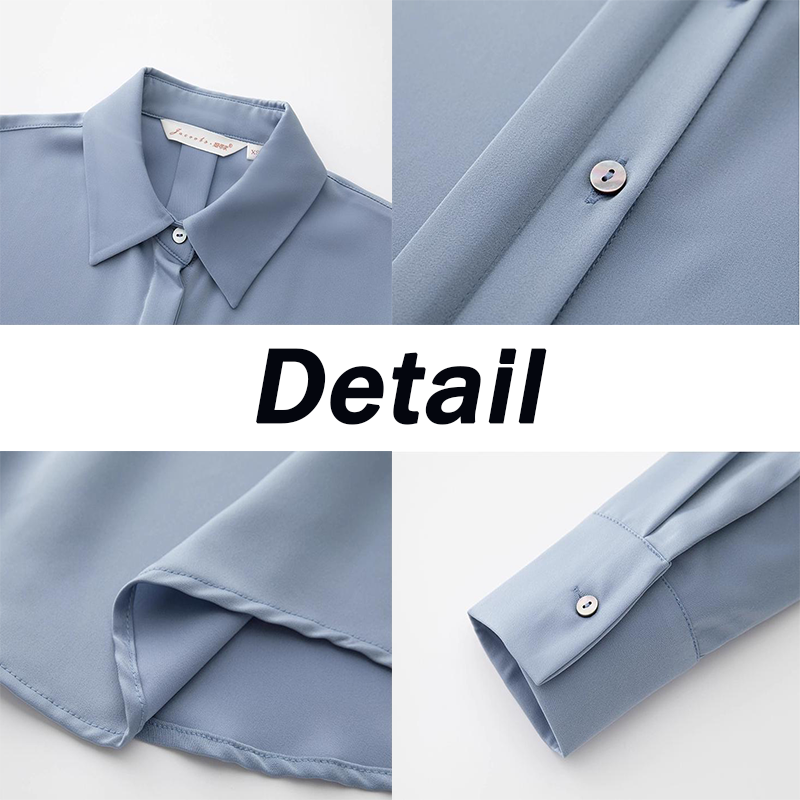 Hidden Button Shirt For Women Office Blouse Formal Wear Business Attire ...