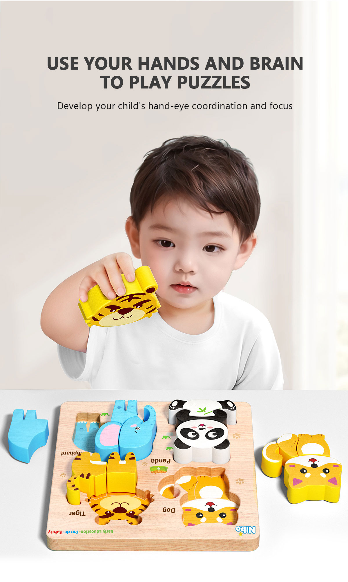 NIKO 4 in 1 Early Educational Jigsaw Puzzle Wooden Toys Learning Toys ...