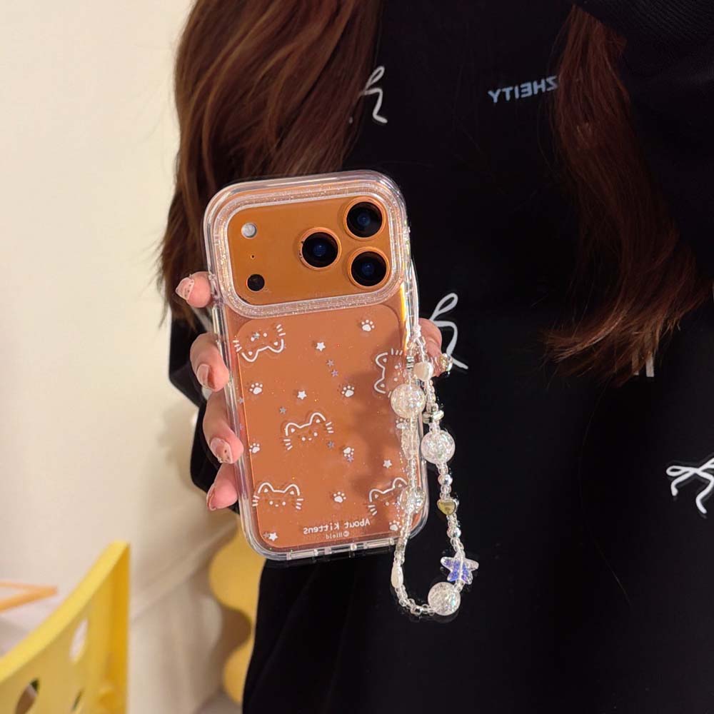 13 17ProMax cute cat pattern transparent phone case compatible for iPhone 16ProMax 15Pro Max ...