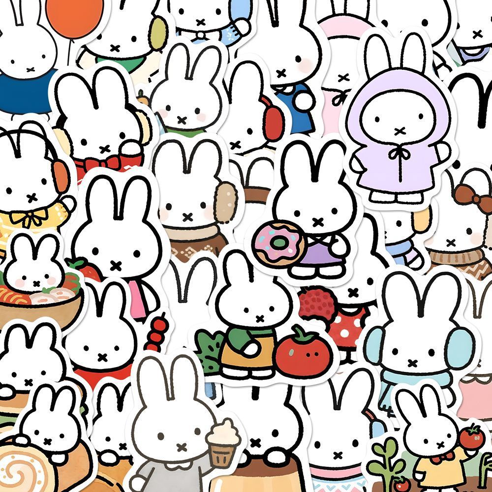 80pcs Cute Cartoon Miffy Stickers Water Cup Computer Decorate Laptop ...