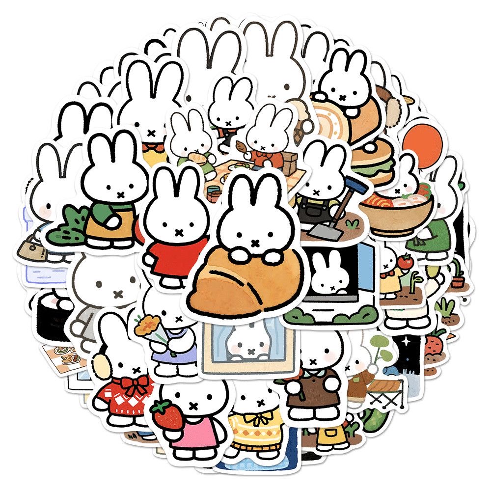 80pcs Cute Cartoon Miffy Stickers Water Cup Computer Decorate Laptop ...