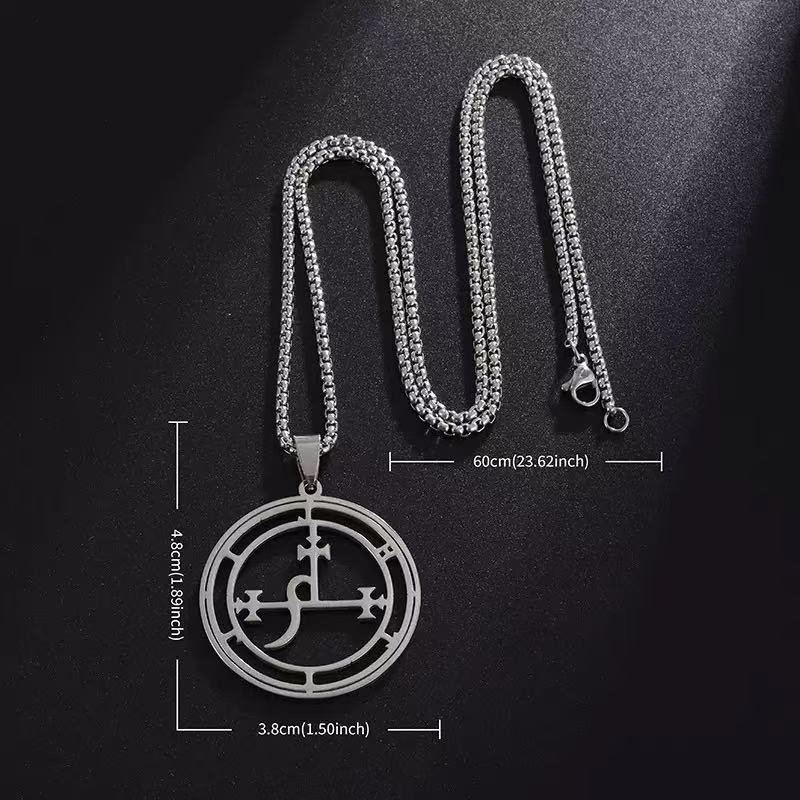Demon Lock Pendant Necklace Stainless Steel Retro Hip Hop Men Fashion ...