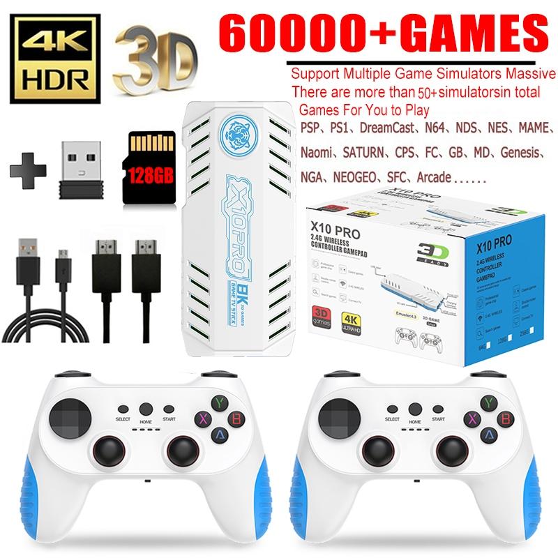NEW 128G Game Stick X10 Pro 4K Video TV Game Console Wireless Gamepads ...