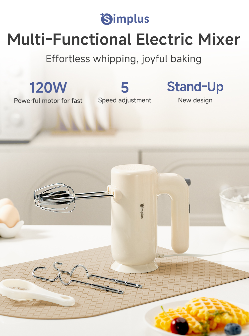 Simplus Electric Hand Mixer 2in1 Professional Cream Whipper Dough ...