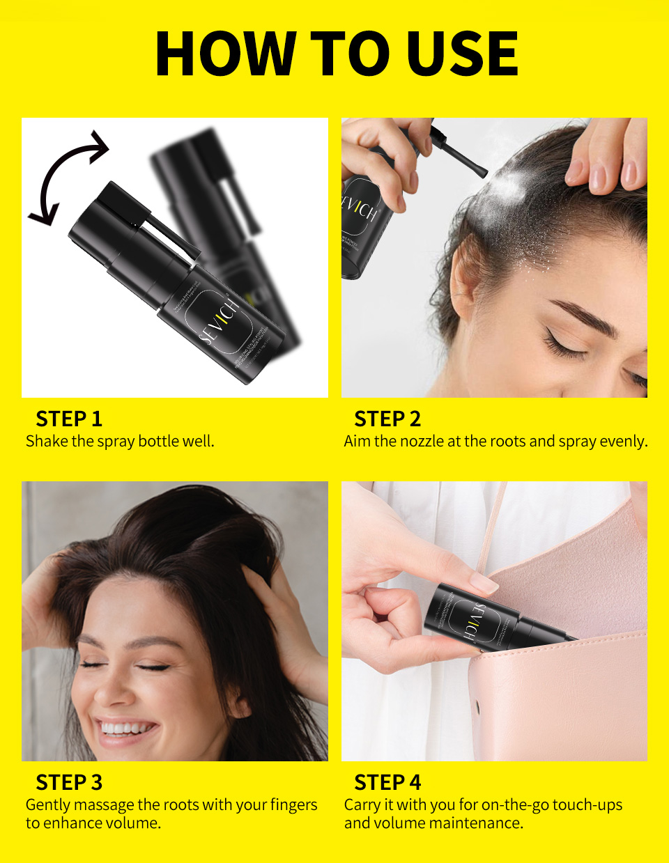 SEVICH Hair Volume Spray Hair Volumizer Fluffy Long Lasting Hair ...
