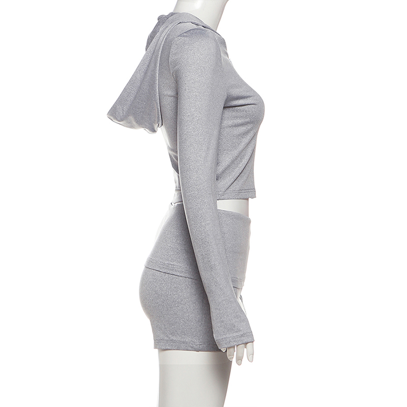Weird Puss Sporty Tracksuits 2-Piece Set Women Hooded Zip Jacket+Shorts ...