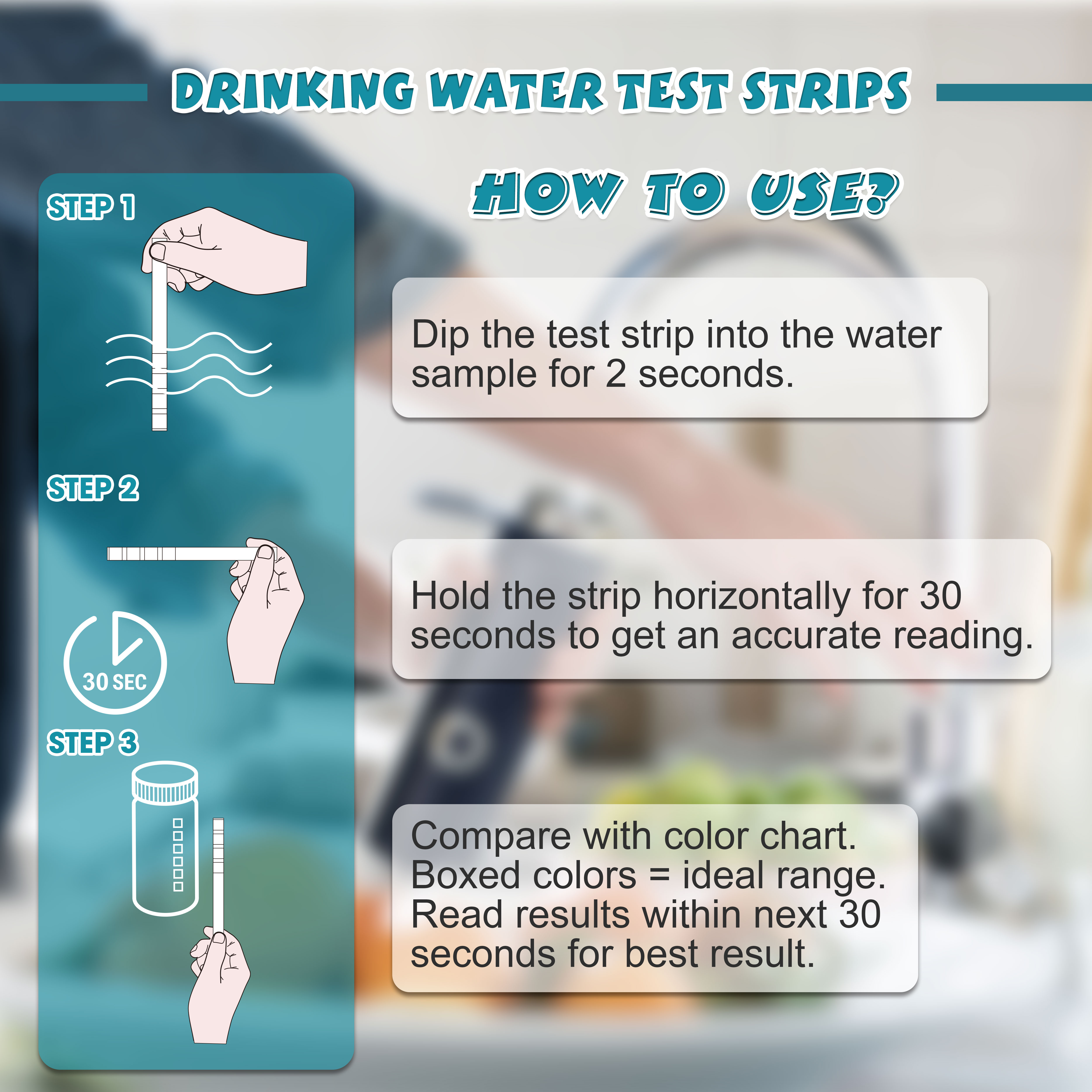 225pcs+2 Bacteria Pater Water Quality Test Strips pH, Iron, Mercury ...