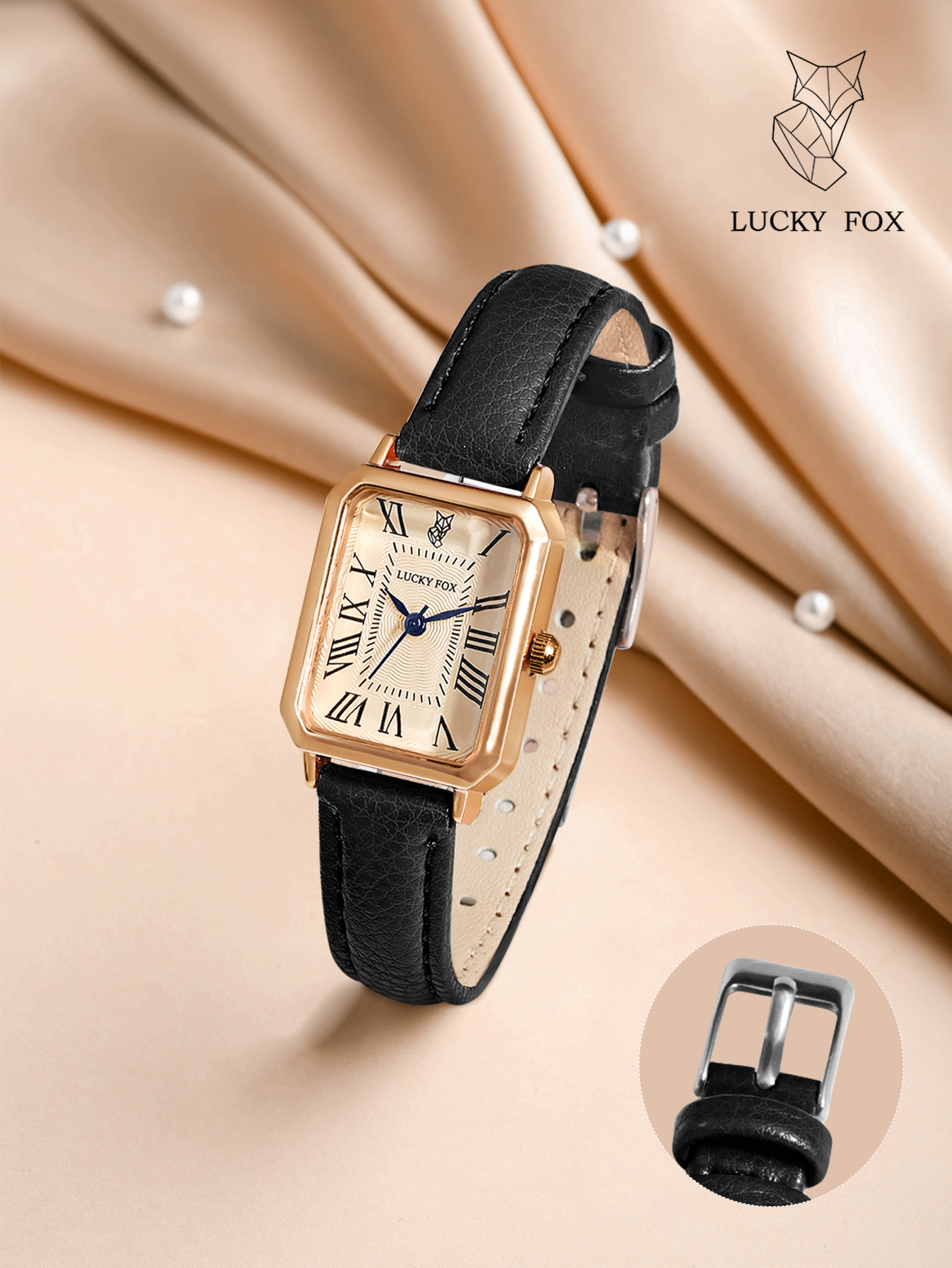 LUCKYFOX Dry Battery Watch Gift Set with Bracelet Square Zinc Alloy ...