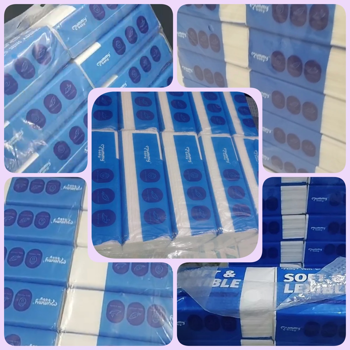 MUMMY BABY 8 packs of facial tissue paper log 3 layers tissue blue ...