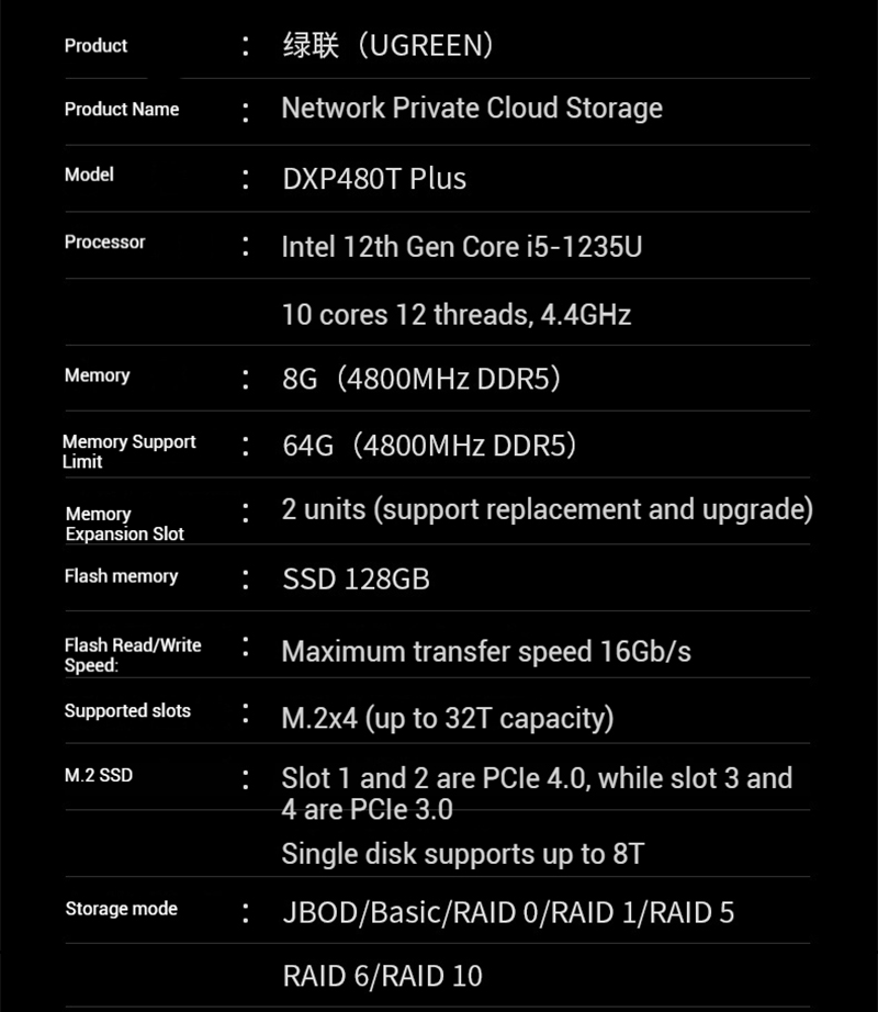 [UGREEN] NAS DXP480T Plus Thunderbolt Full Flash M.2 Four-Disk NAS Home ...