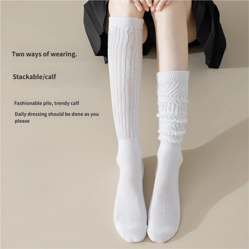 Women's Slouch Socks - Bubble Knit Stackable Mid-Calf Medyas | Black ...