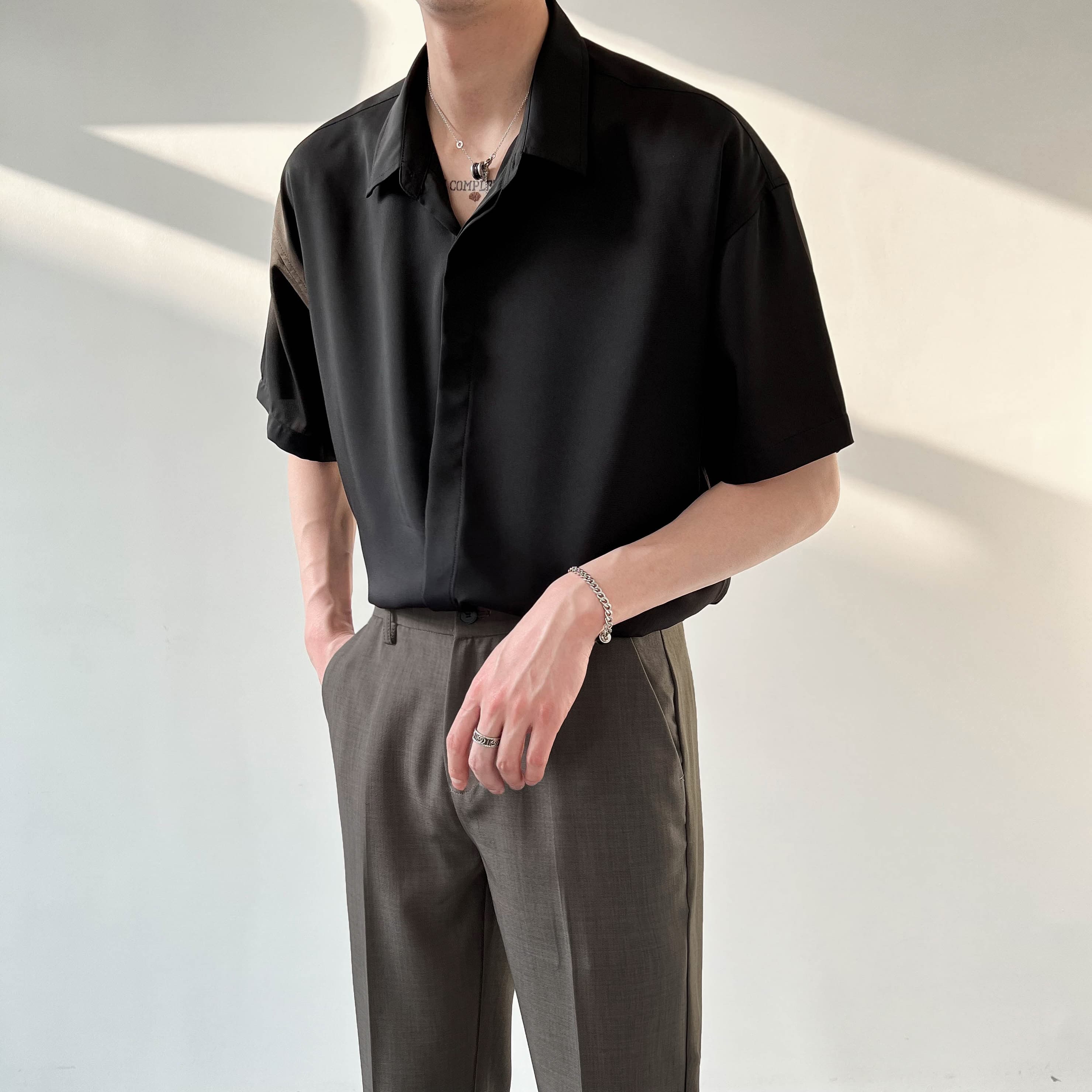 Short Sleeve polo shirt basic loose korean style TOP for men | Shopee ...