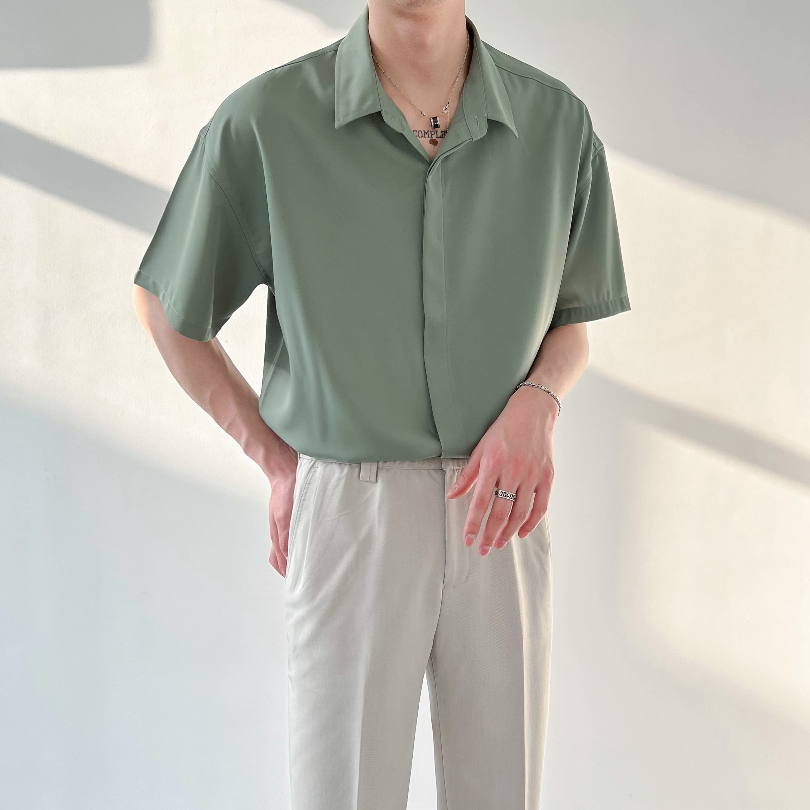 Short Sleeve polo shirt basic loose korean style TOP for men | Shopee ...