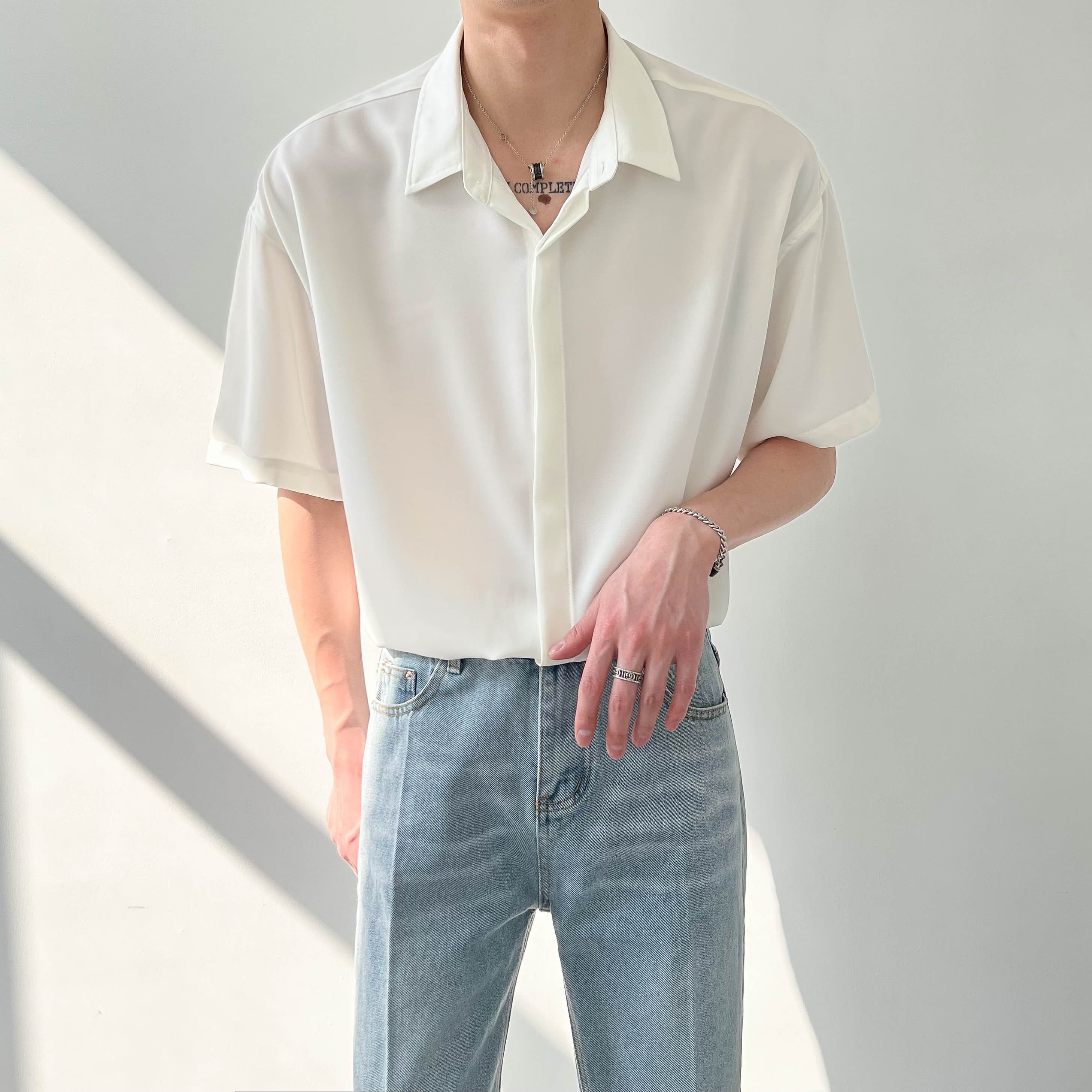 Short Sleeve polo shirt basic loose korean style TOP for men | Shopee ...