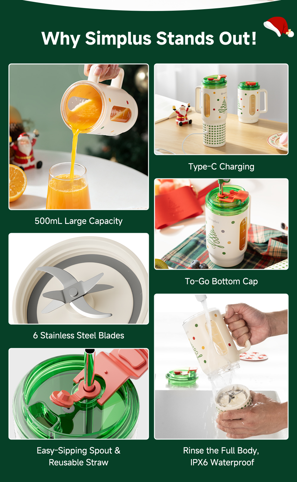 Simplus Chritmas Special Portable Juicer Blender Fruit Juice Mixer Type ...