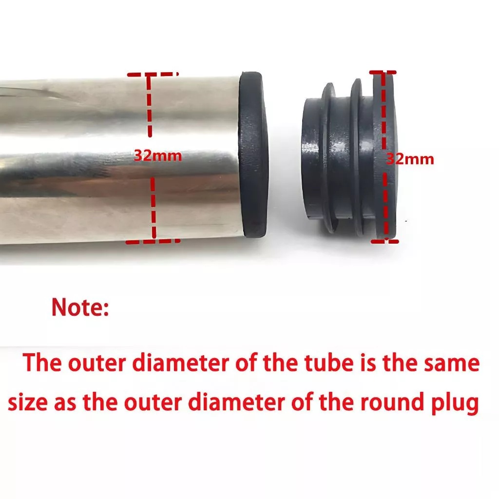 Round Black Plastic Pipe Tubing Inner Plugs Tube Foot Pads Table Chair ...