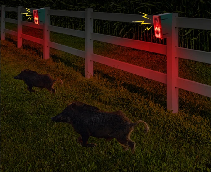 Solar Motion Alarm Lamp 130dB Dog Bark Gunshot Waterproof LED Strobe ...