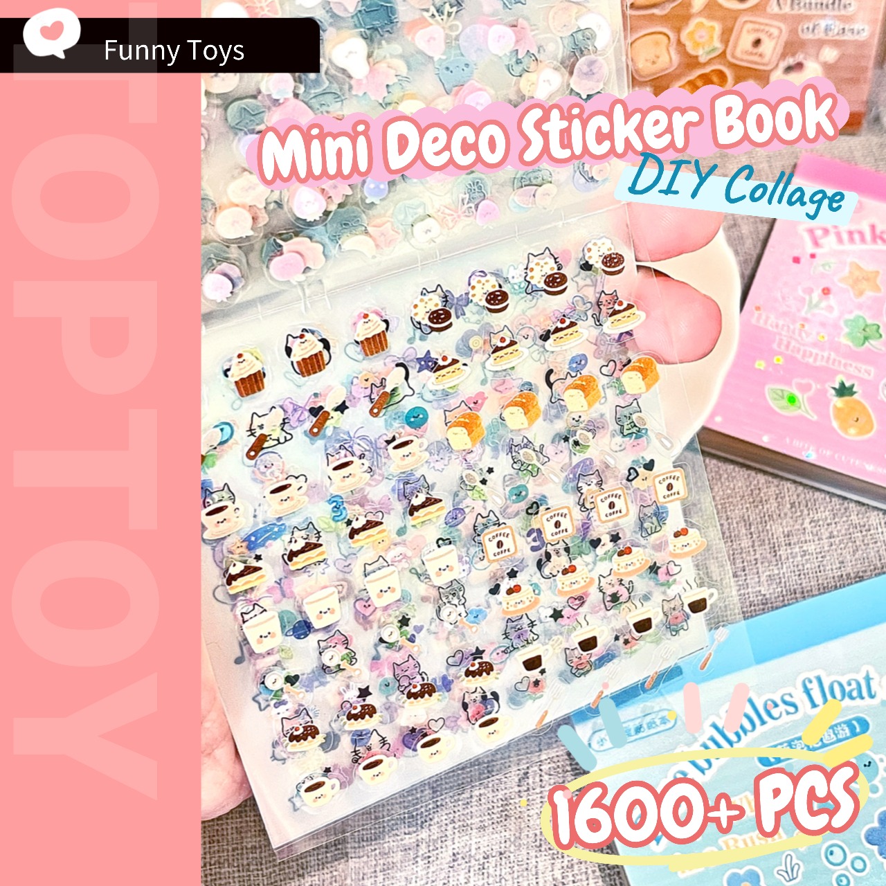 Over 1600 PCS Mini Deco Sticker Book Emoji Sticker Set Cute Cartoon ...