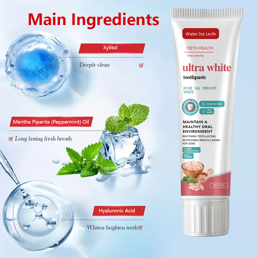 Rose Salt Ultra-White Toothpaste, 100g, Deep Clean, Teeth Whitening ...