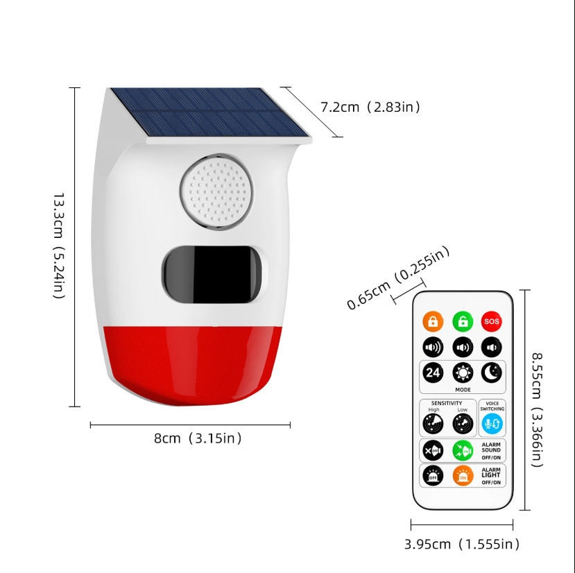 Smart Life Solar Alarm Detector PIR Infrared Motion Sensor Siren Horn ...