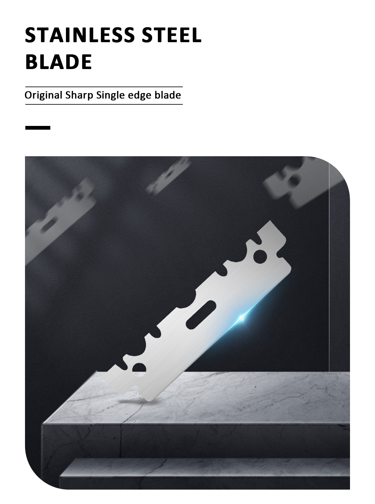 Half Piece Old-Fashioned Razor Blade Single-Sided Razor Blade Stainless ...