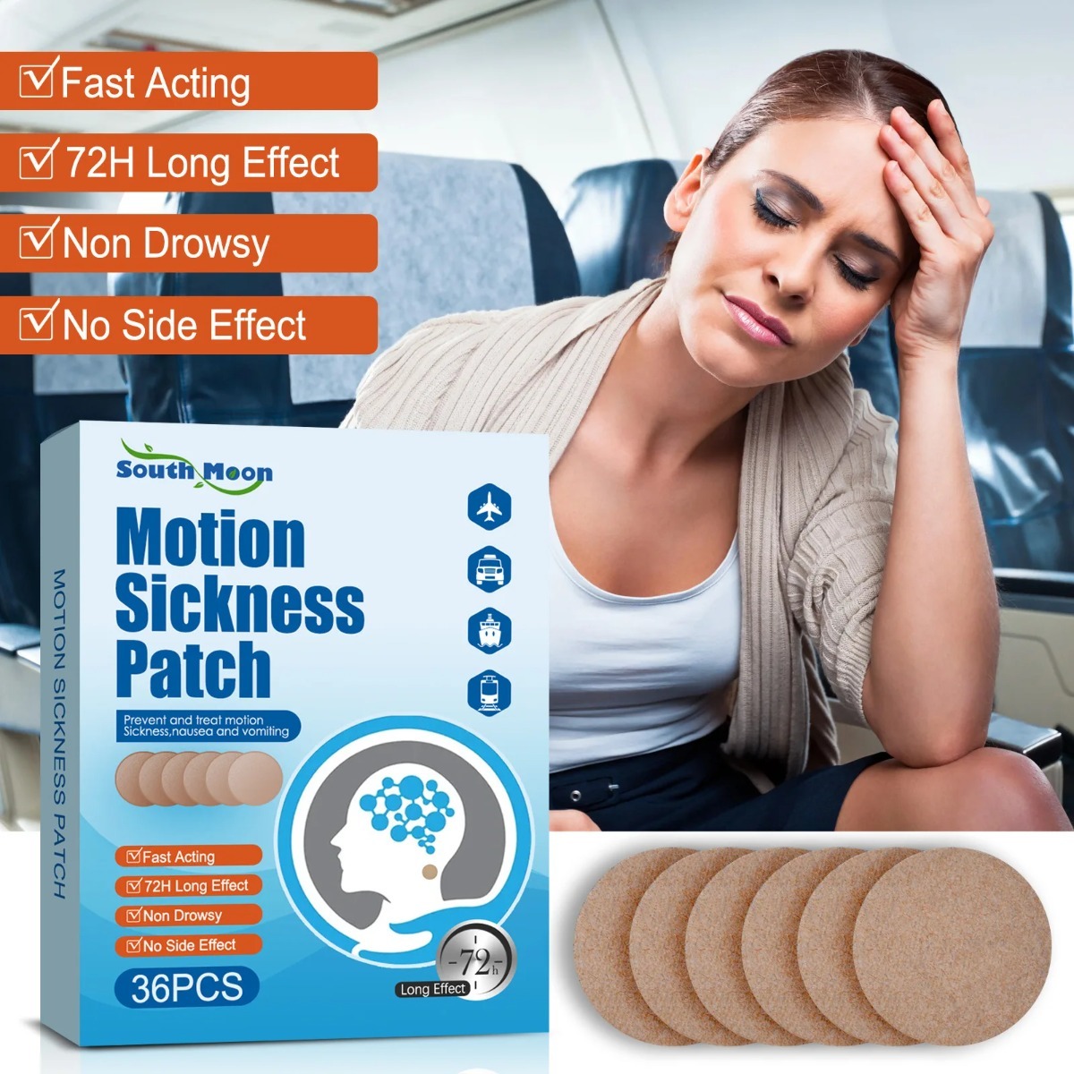 Car Motion Sickness Patch Anti Dizzy Patches Relief Seasick Nausea ...