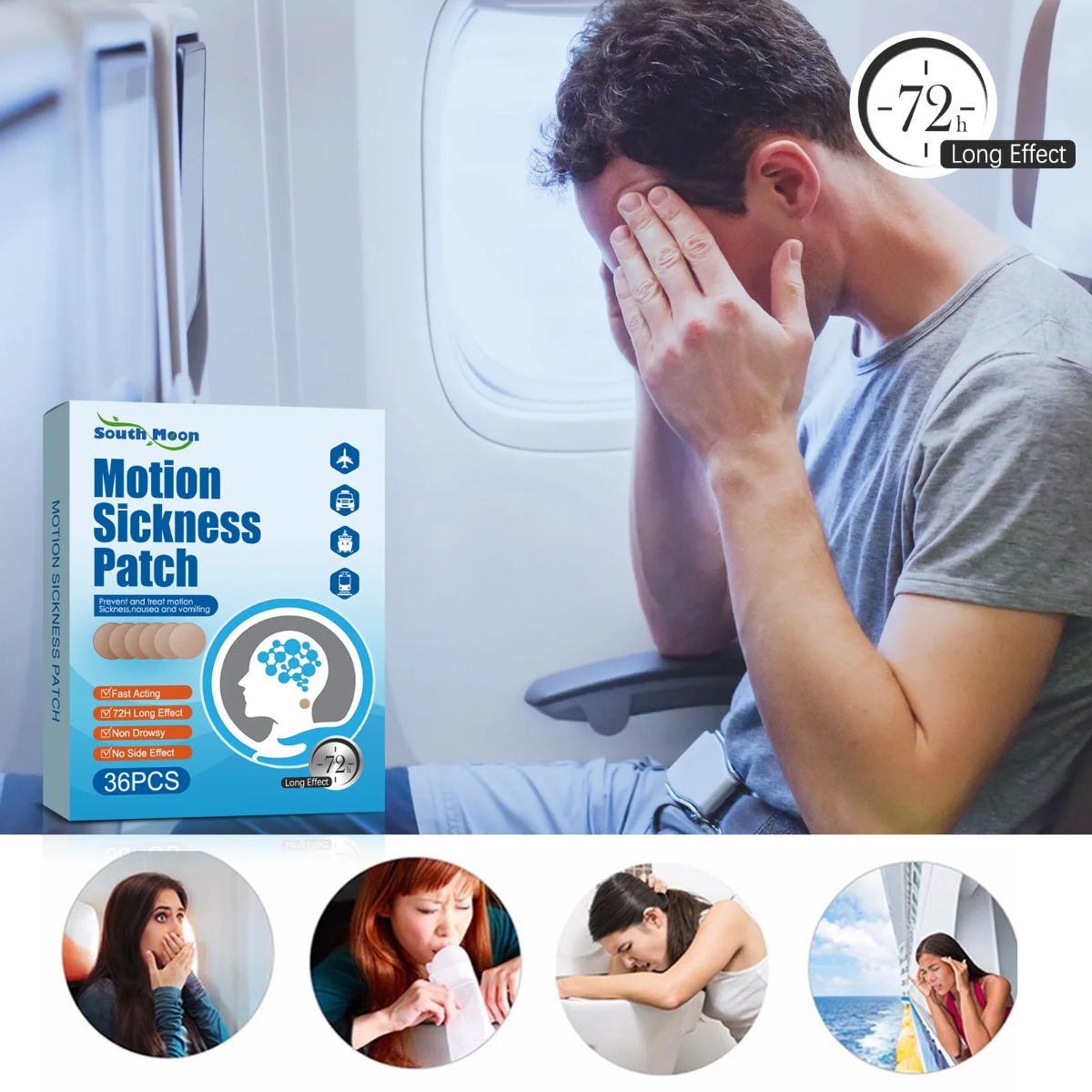 Car Motion Sickness Patch Anti Dizzy Patches Relief Seasick Nausea ...