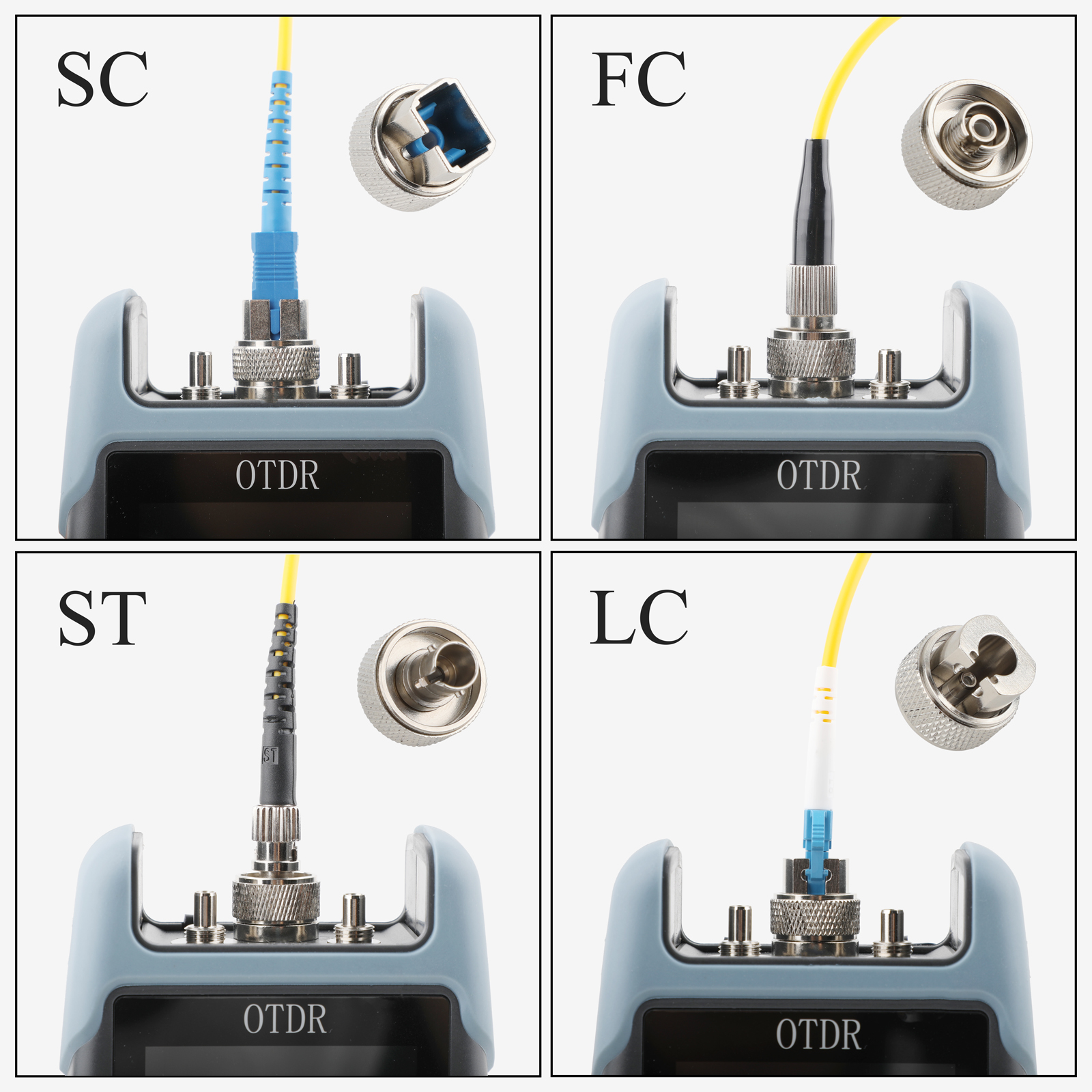 10PCS Fiber Optic Adapter Kit, OTDR Adapter SC FC ST LC Connector for ...