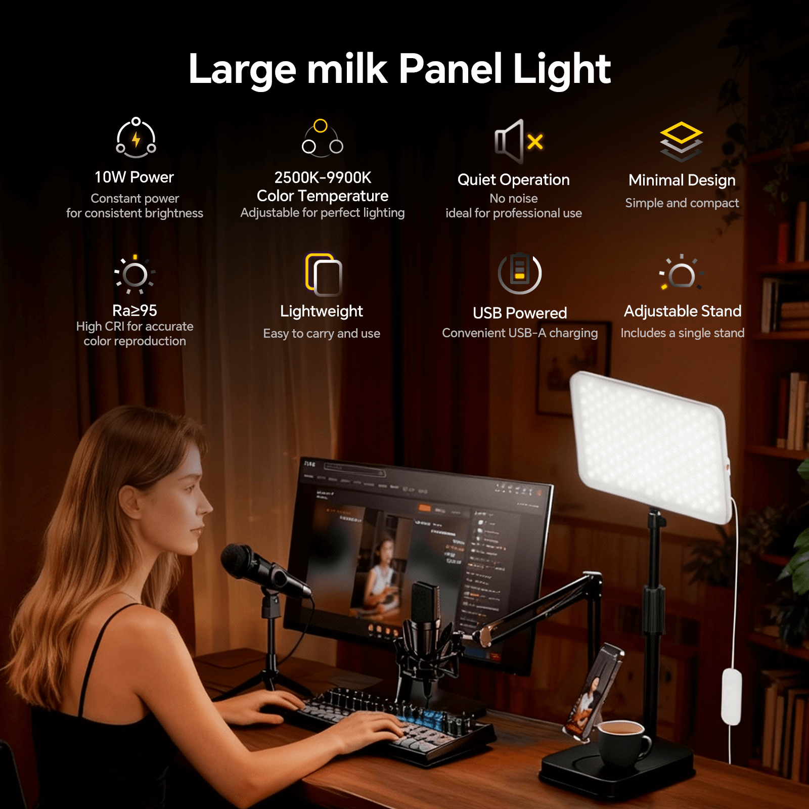 PHOTOOLEX official NEW Large Milk Panel Light Live streaming fill light ...