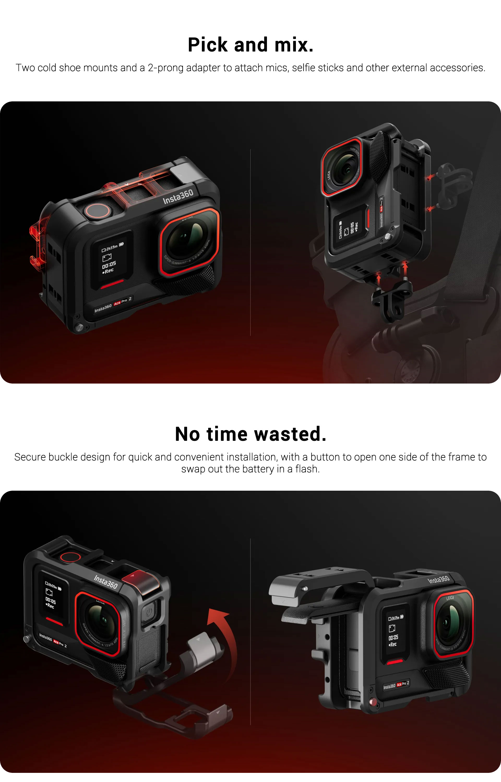 Insta360 Ace Pro 2 Battery/Fast Charge Hub/Dive Case/Utility Frame ...