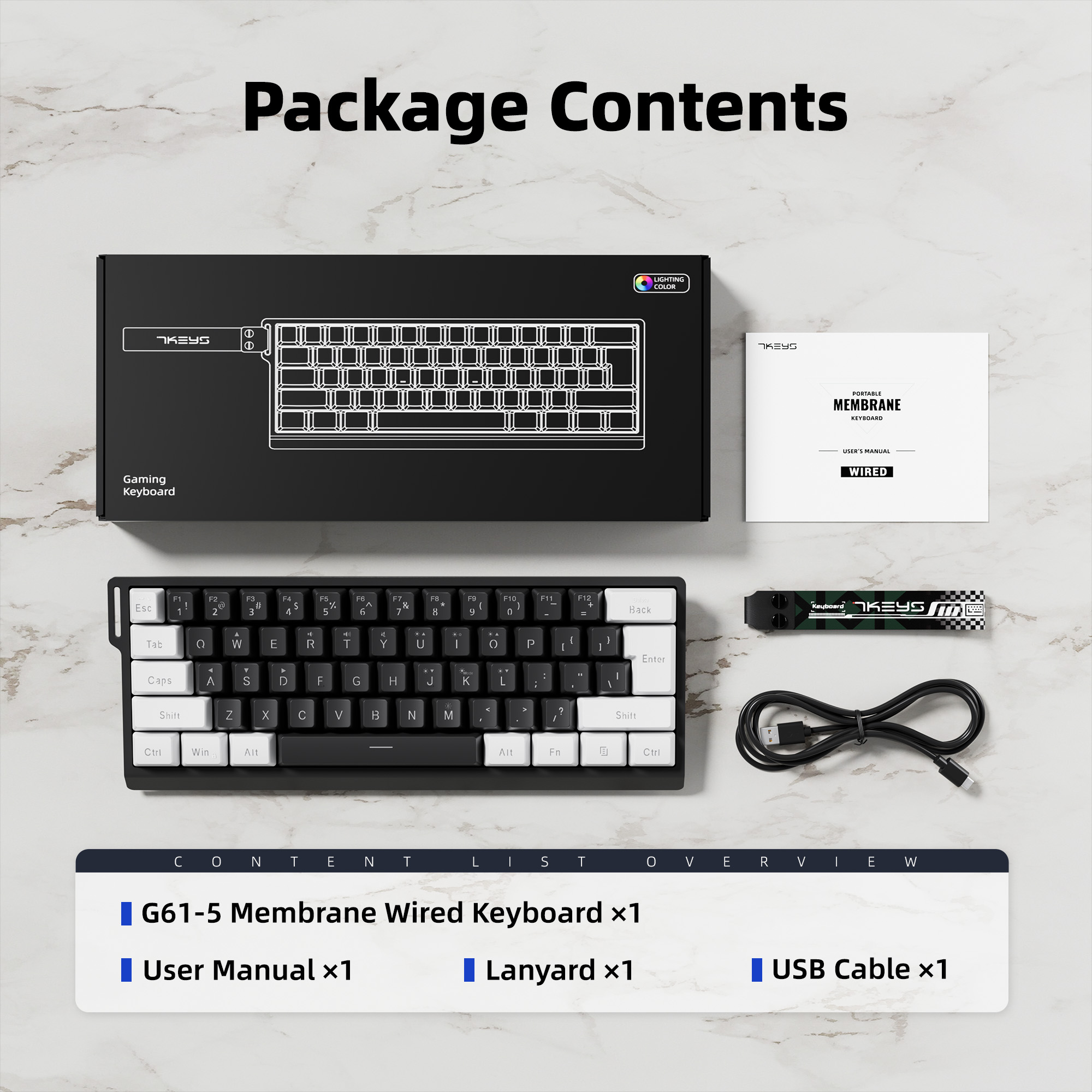 G61-5 60% Mini Small Keyboard, Portable Gaming Keyboard with RGB ...