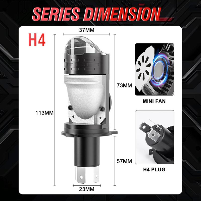 BULLVISION/AFFOTOM 1PCS H4 Led Projector Mini Lens Bi Led Lens 400000LM ...