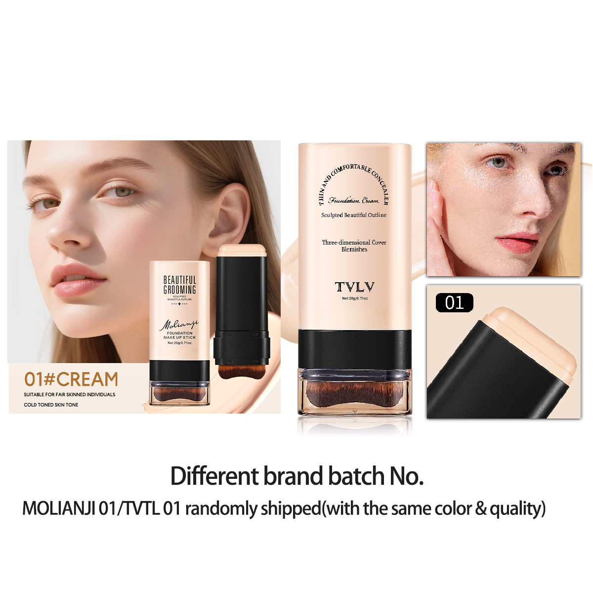 Eraser with brush, foundation make-up stick, liquid lighting base ...